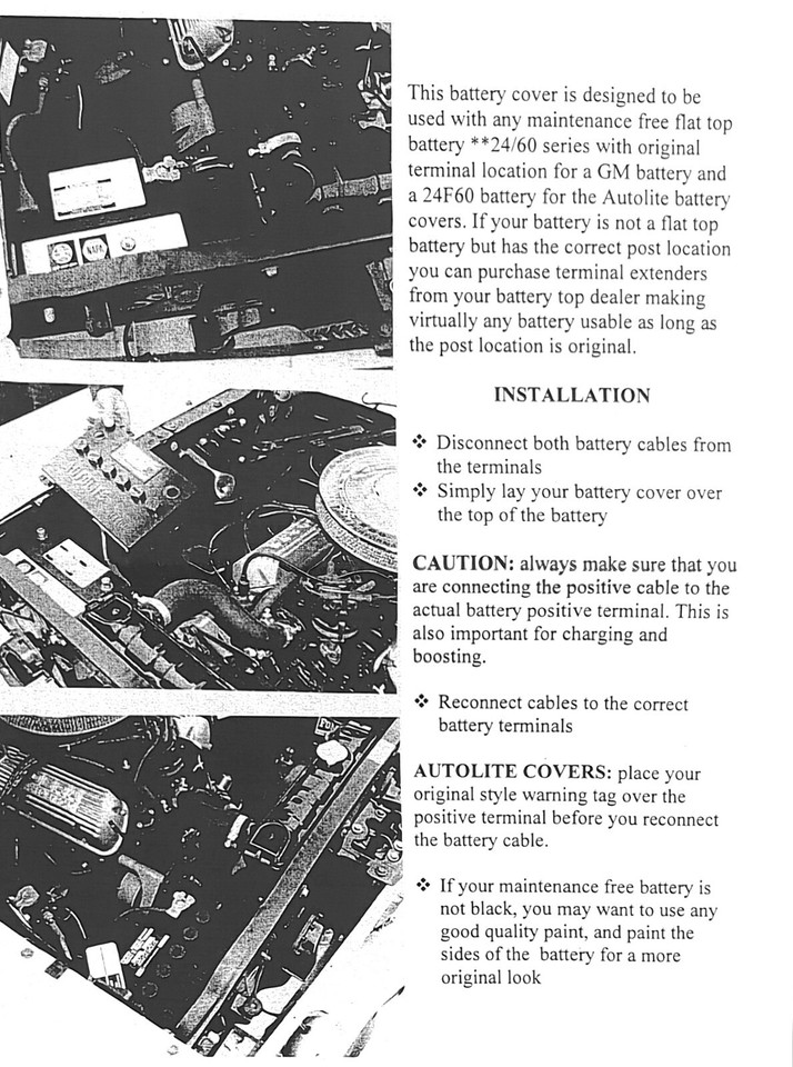 Mustang Battery Cover Autolite 1964 1965 1966 1967 1968 1969 1970 1971 ...