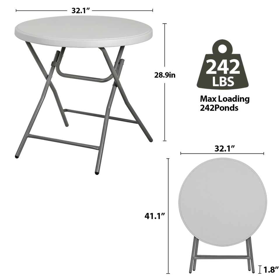 32" Round Plastic Folding High Top Cocktail Table Bar Height Table ...