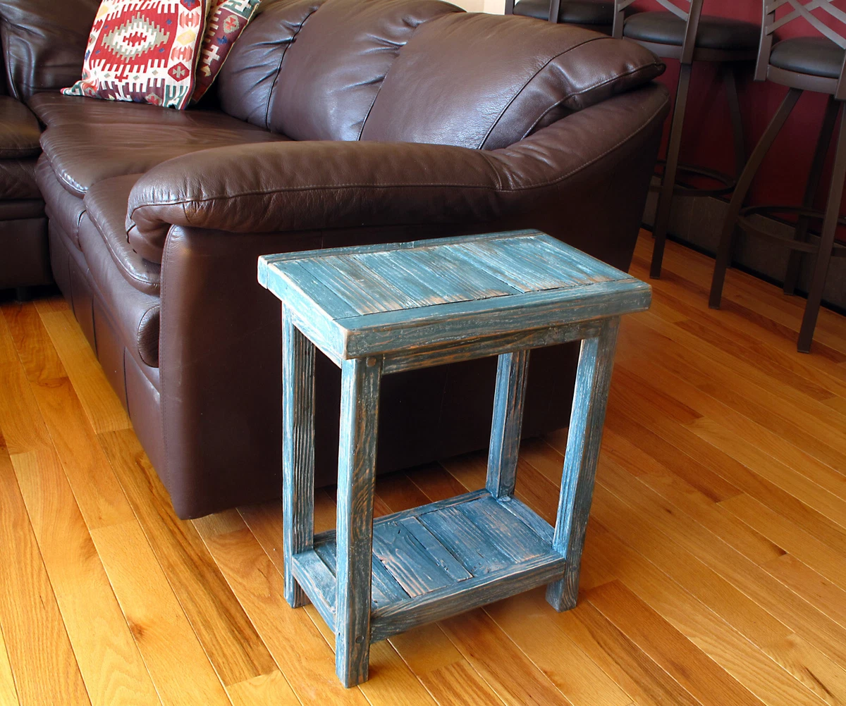 Distressed Turquoise Sofa Table | Cabinets Matttroy