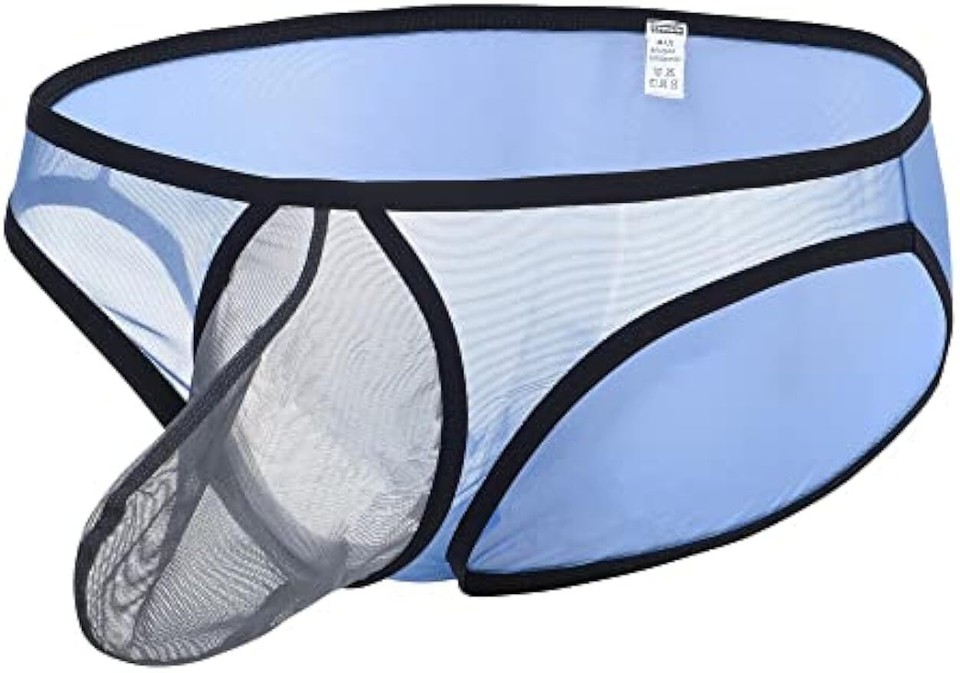 Mens Mesh Sheer See Through Briefs Color match Bulge Enhancing See ...