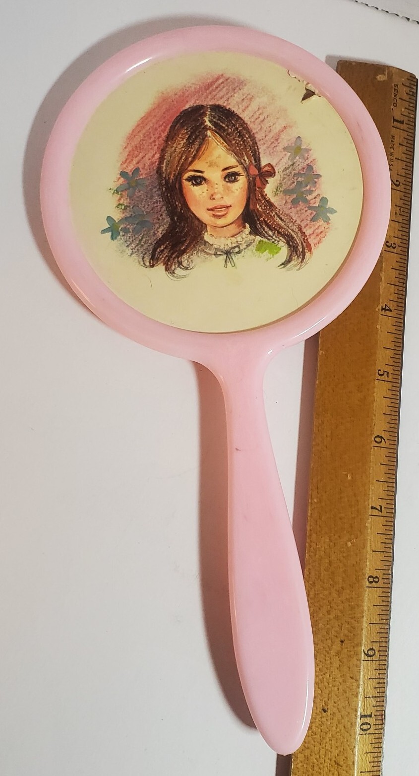 Vintage Hand Held Vanity Mirror Plastic Light Pink, | eBay