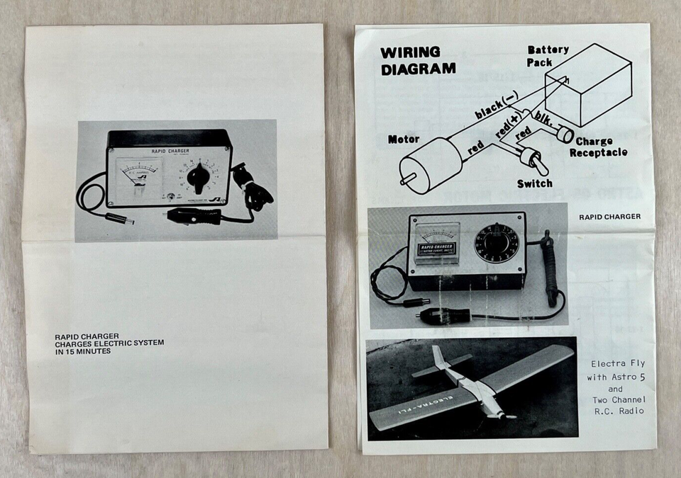 Original Astro Flight Astro 05 RC Motor & Rapid Charger Instruction ...