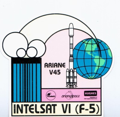 AUTOCOLLANT / STICKER - ARIANESPACE - ARIANE V45 - INTELSAT VI (F-5 ...
