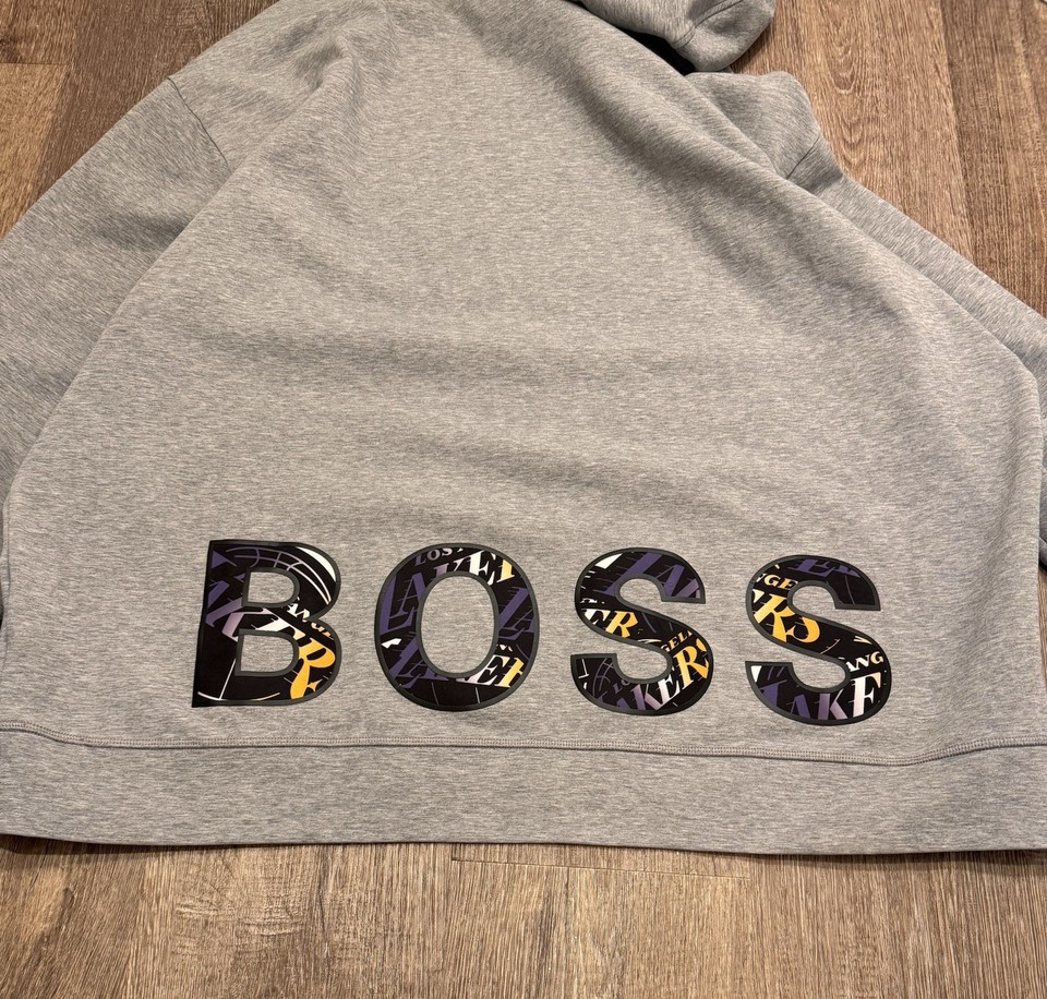 Men’s Los Angeles Lakers Hugo Boss Heather Gray Court Tri Blend Hoodie ...