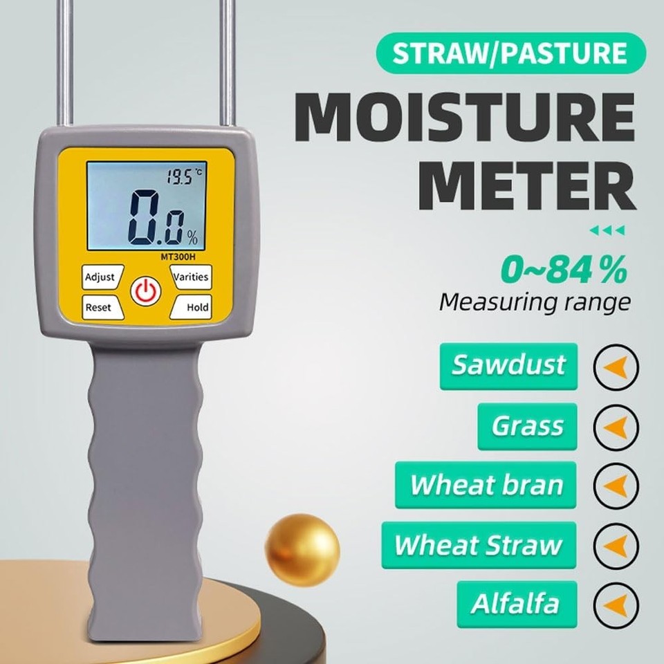 Hay Moisture Tester, Portable Hay Moisture Meter with Probe & Backlight ...