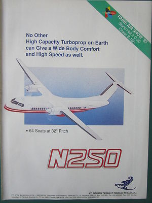 6/1993 PUB IPTN N250 INDONESIA REGIONAL AIRLINER AIRLINE PARIS AIRSHOW ...