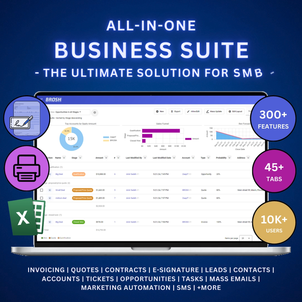 LIFETIME DEAL: CRM AND INVOICING PROGRAM, E-Signature - BROSH BASIC ...