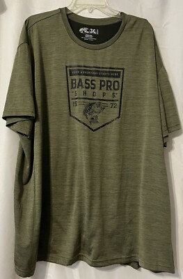 Men’s Bass Bro Shops 3X T Shirt Short Sleeve Polyester Greenish Gray ...