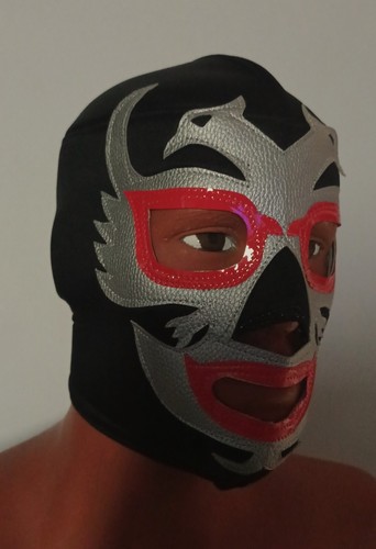 DOS CARAS WRESTLING/LUCHADOR MASK Black/Silv/Red. CLASSIC!! AWESOME ...