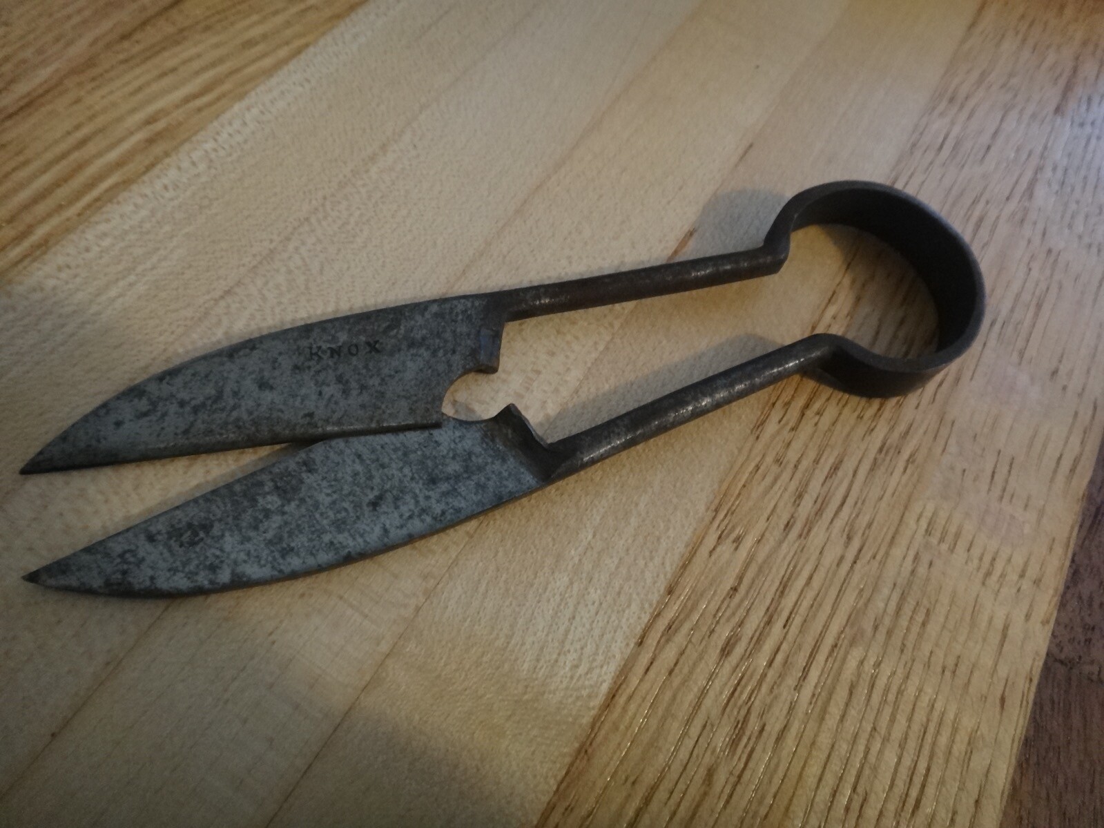 Primitive Antique Wrought Iron Scissors Shears by Knox Small Palm Size ...