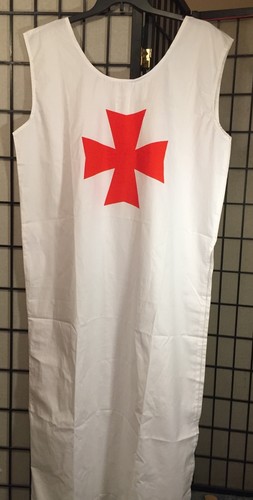 ADULT MEDIEVAL CRUSADER WARRIOR RENAISSANCE LONG WHITE TABARD COSTUME ...