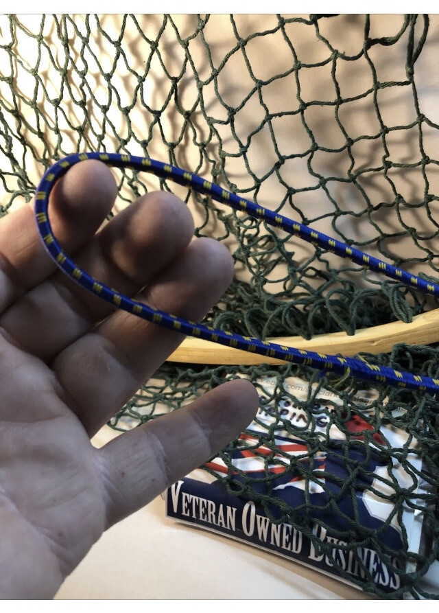 Vintage fishing landing net wood handle cotton cloth net 11x24” new ...