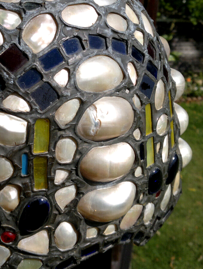 Antique Arts & Crafts Mother Of Pearl Alabone Shell Stained Glass ...