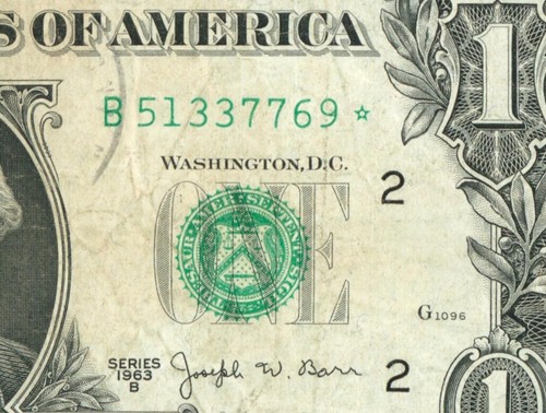 ** STAR ** $1 1963 ((JOSEPH BARR)) Federal Reserve Note CURRENCY | eBay