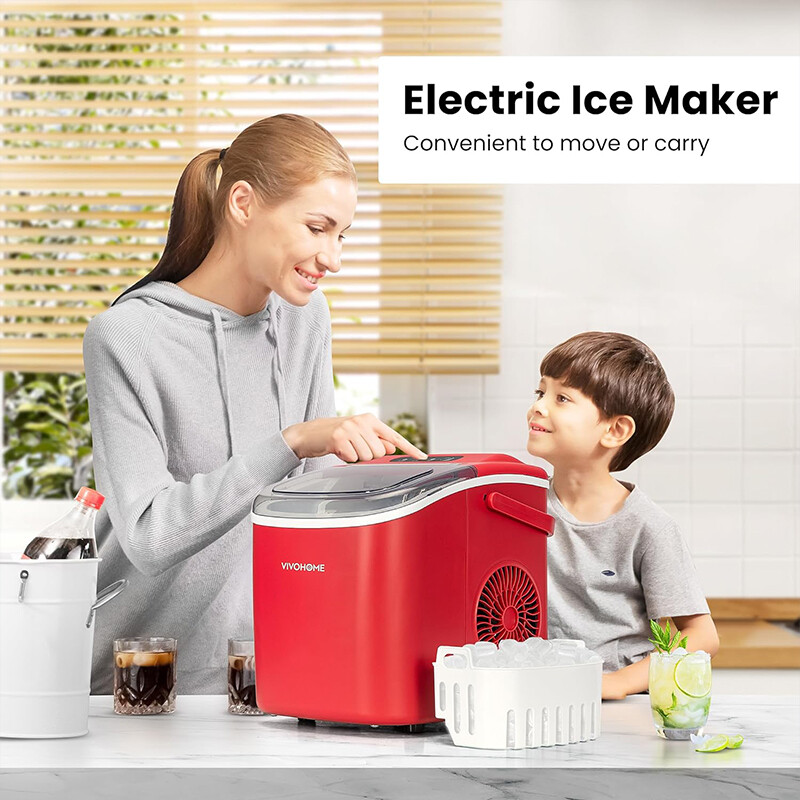 26lbs Countertop Bullet Ice Maker Portable Ice Machine with Scoop & 10 ...