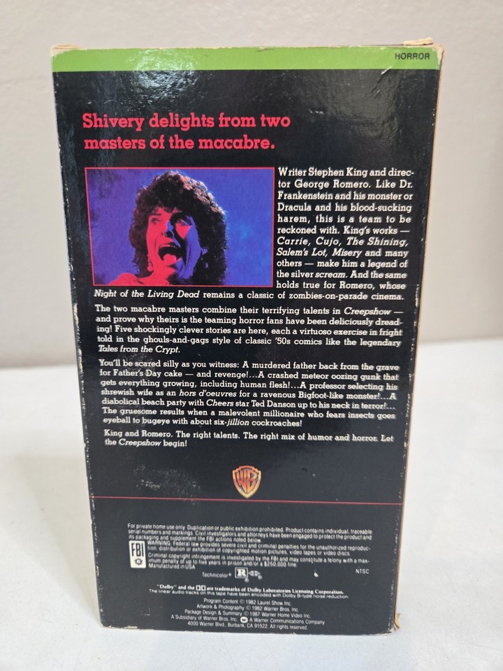 Creepshow VHS George Romero Stephen King Vintage Video 1982, Horror | eBay