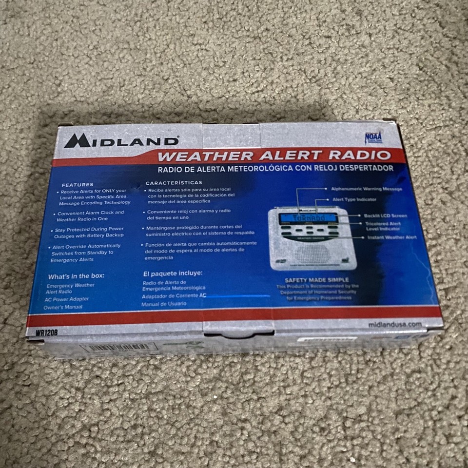 Midland Weather Alert Radio WR120EZ Battery And DC Cable, Works Great ...