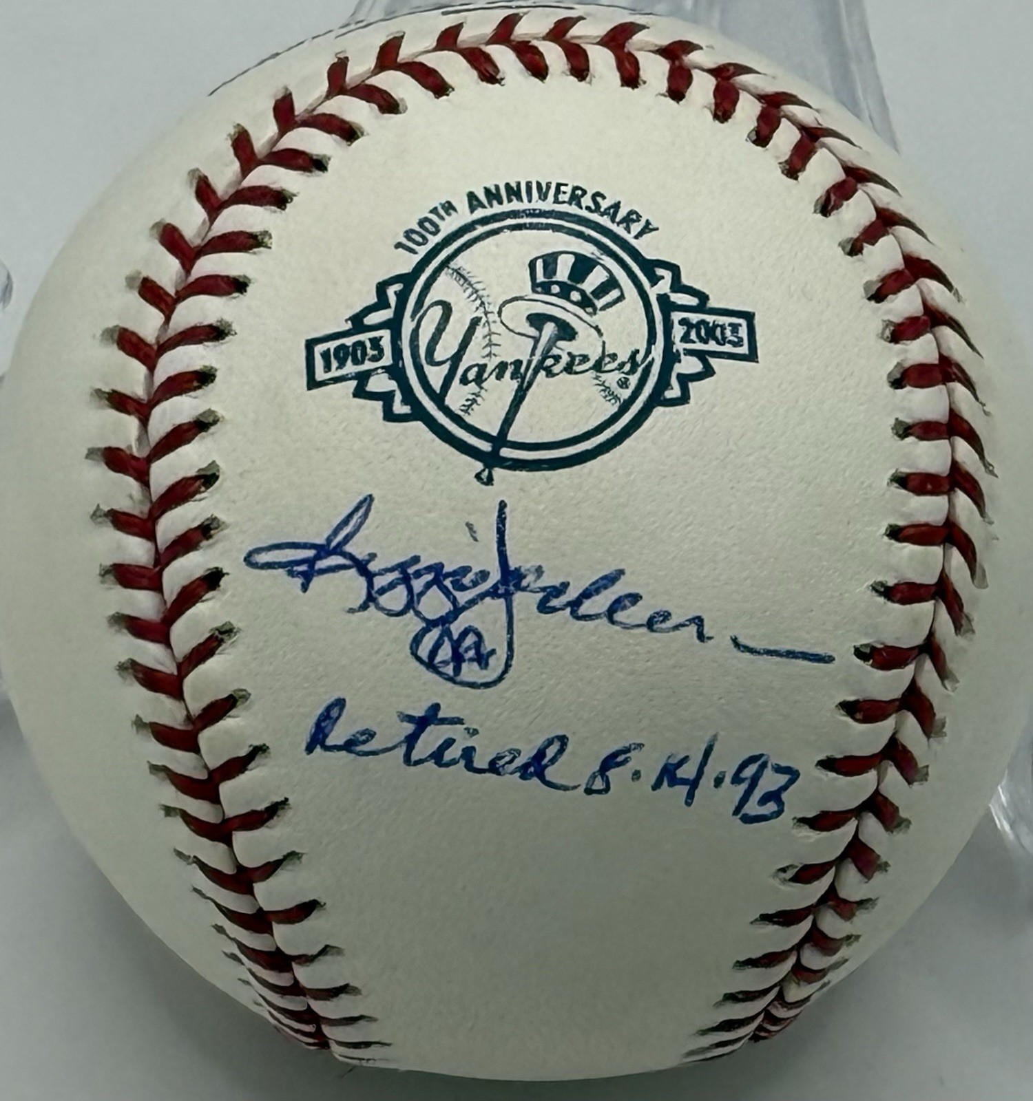 Reggie Jackson Autographed Yankees 100th Ann Ball w/ “”44 Retired 8-14 ...