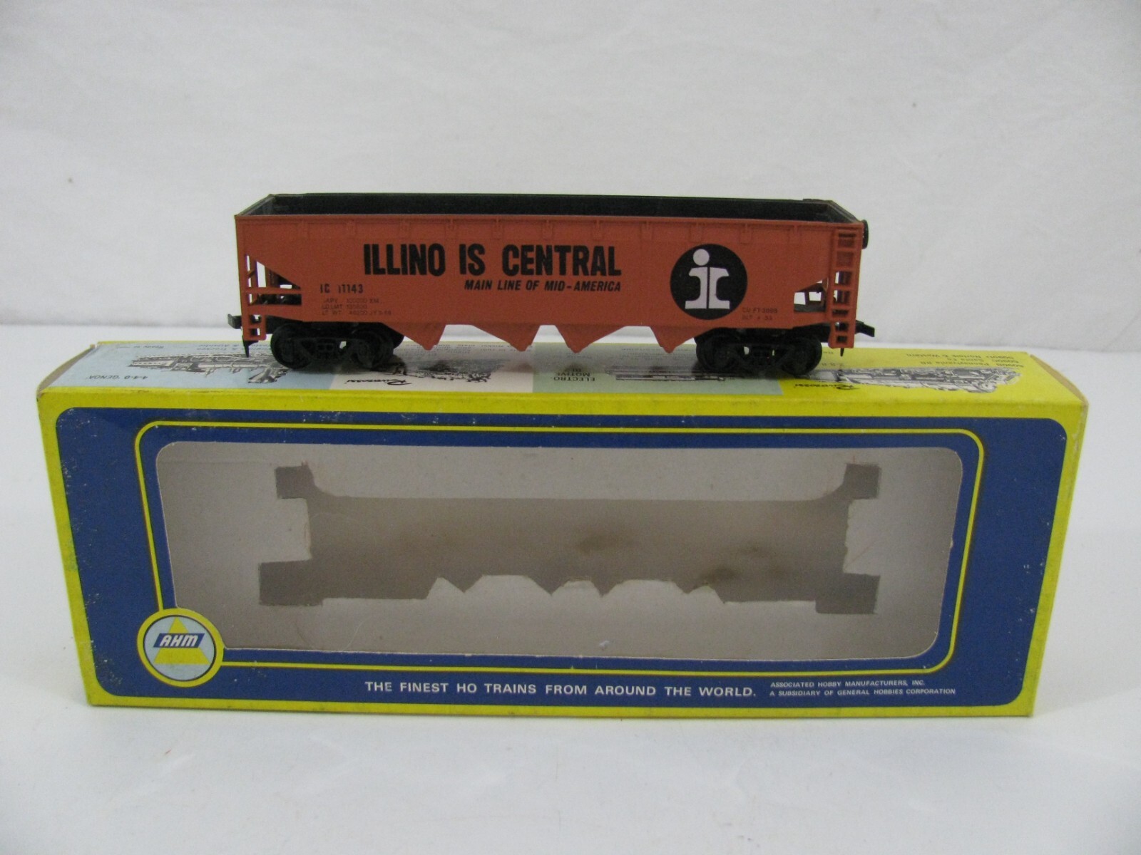 Vintage AHM HO Scale IC 11143 Illinois Central 4-Bay Open Hopper Car ...
