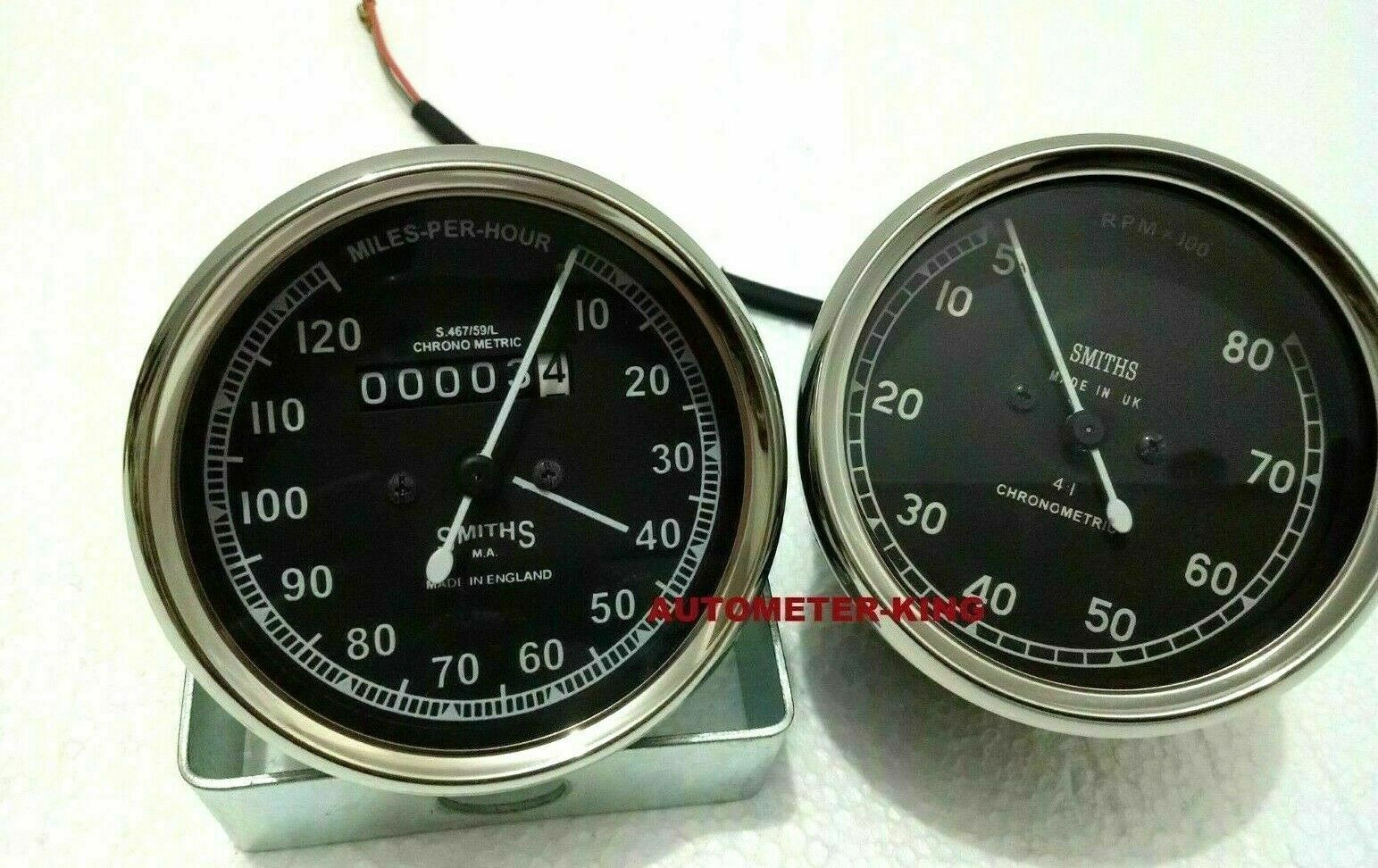 Smiths 120 mph Speedometer 8000 rpm Tachometer 80 mm , M12x1 thread ...