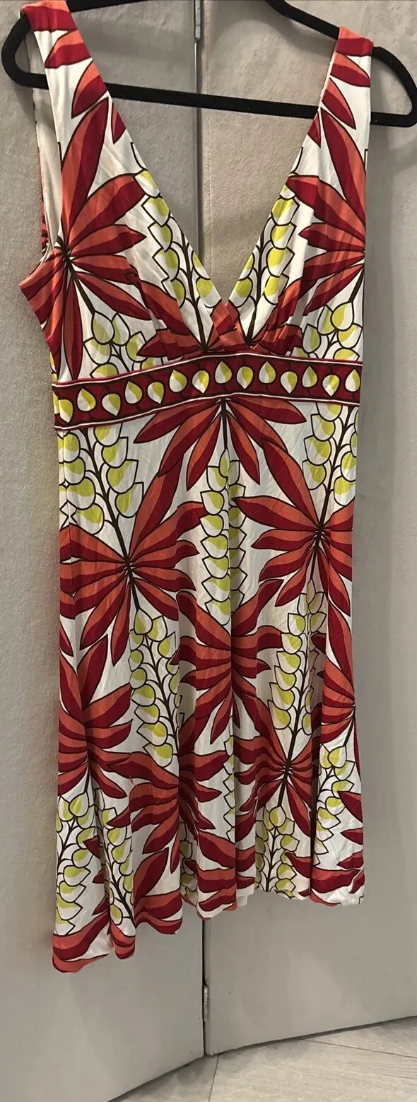 Tory Burch Beautiful Pink Palm Silk Carmody Dress GUC - Gem