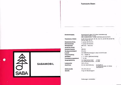 Manuale di Istruzioni per Saba Sabamobil | eBay