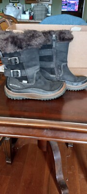 MERRELL Select Dry Leather Boots Womens 5.5 Black Warm 200 Gram Grip ...
