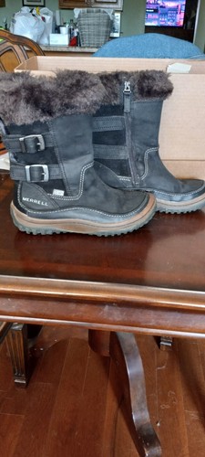 MERRELL Select Dry Leather Boots Womens 5.5 Black Warm 200 Gram Grip ...