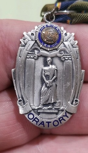 Vintage Sterling Silver American Legion Veteran Oratory Medal Award ...