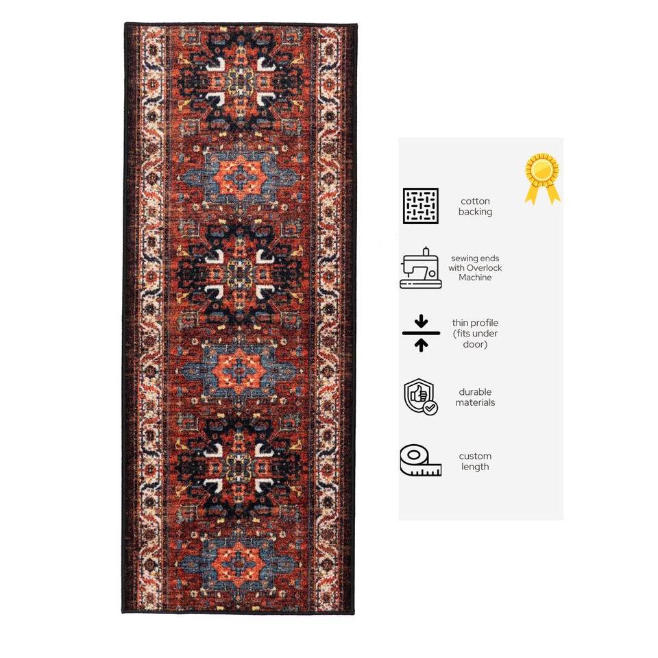 Custom Size Runner Rug Cut Pile Antique Oriental Handmade Look Hotel ...