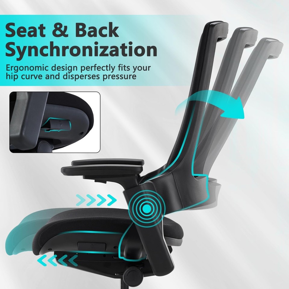 Adjustable Ergonomic Swivel Office Executive Chair 3D Arm Rest Lumbar ...