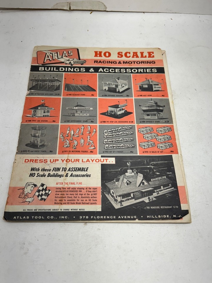 1960'S ATLAS SLOT CAR LAYOUT MANUAL CARS & ACCESSORIES DAMAGED CATALOG ...
