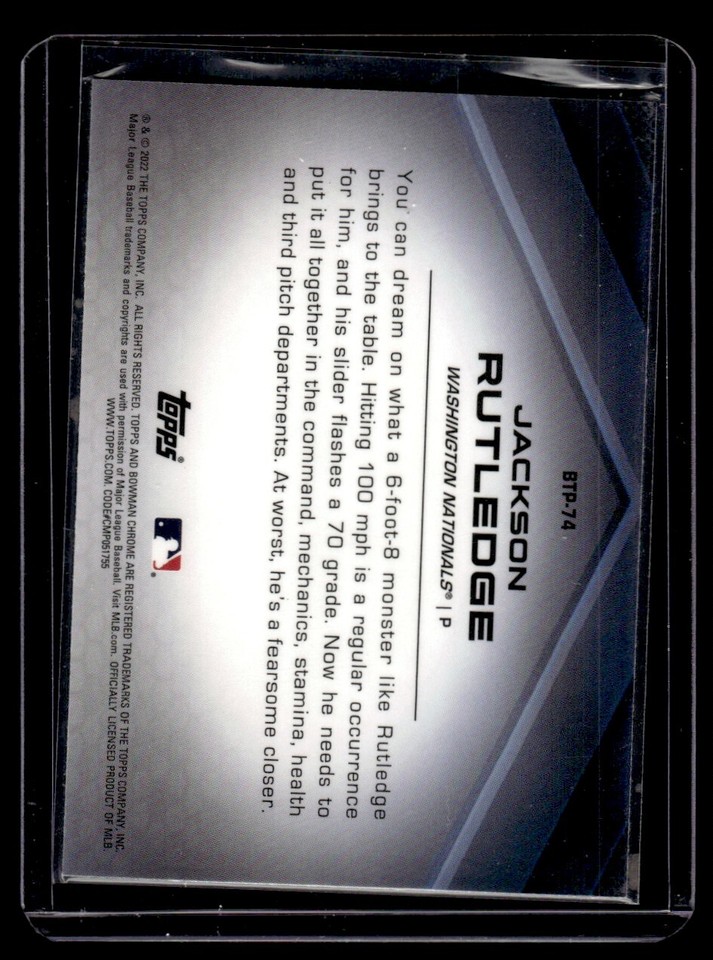 2022 Bowman Scouts' Top 100 Jackson Rutledge Washington Nationals #BTP ...