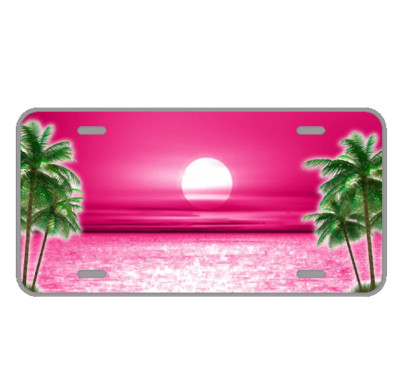 Custom Personalized LICENSE PLATE With Pink Pretty Trees Sunset View ...