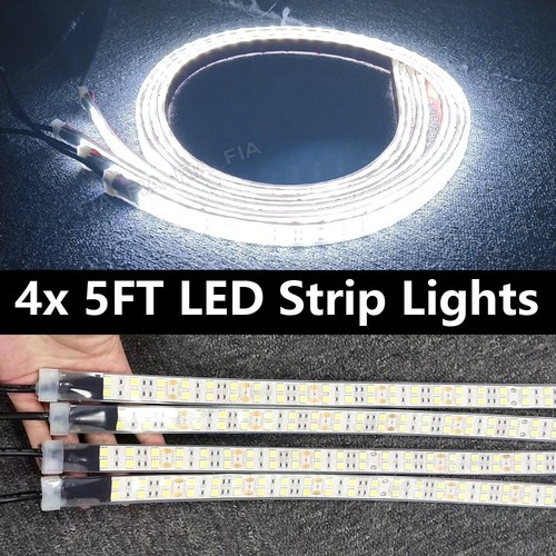 4pcs 5FT/1.4Meters Pure White Dual Row LED Strips Underglow Lights ...