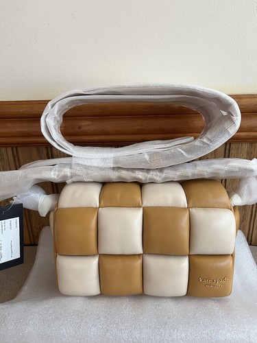 Kate Spade Boxxy colorblock leather small East West crossbody caramel ...