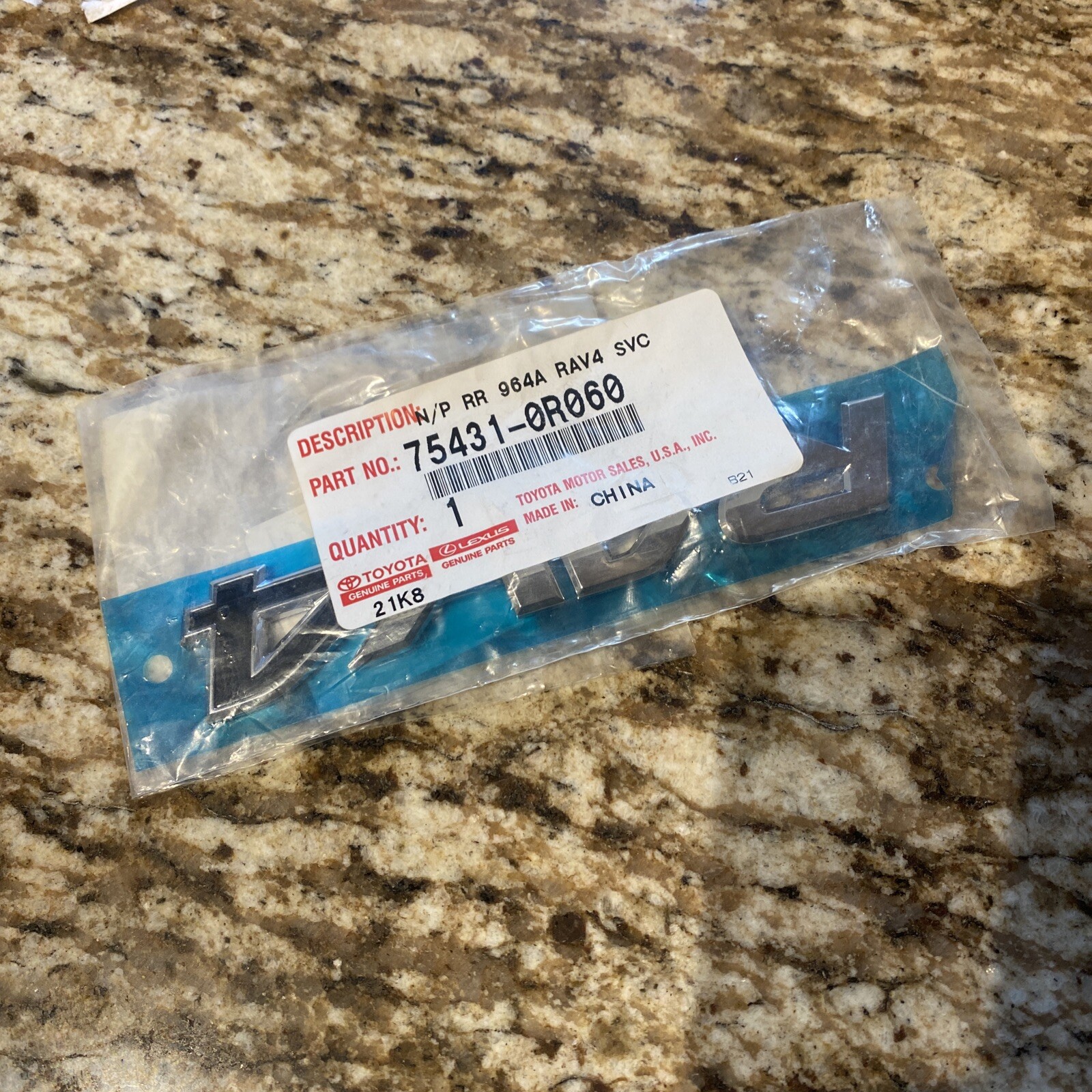 Genuine OEM Toyota 75431-0R060 "RAV4" Rear Nameplate Emblem Badge 2004 ...