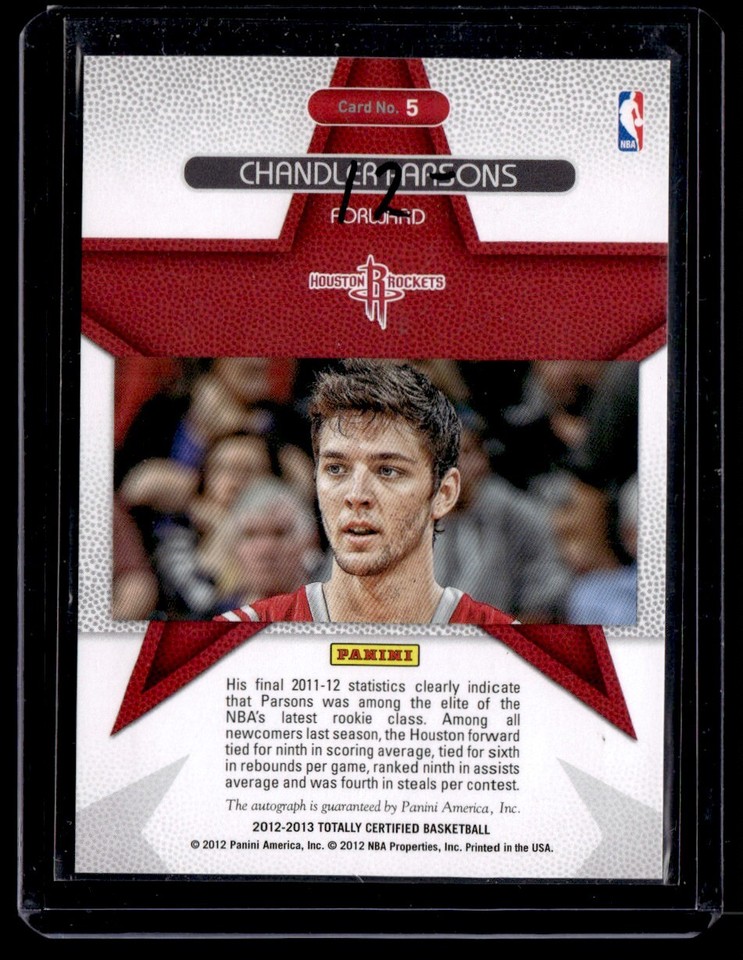2012-13 Panini Totally Certified Rookie Roll Call Autographs Chandler ...