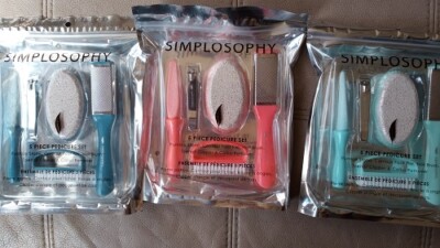 SIMPLOSOPHY 5 PIECE PEDICURE SET TURQUOISE , PEACH OR BLUE HANDLES ...