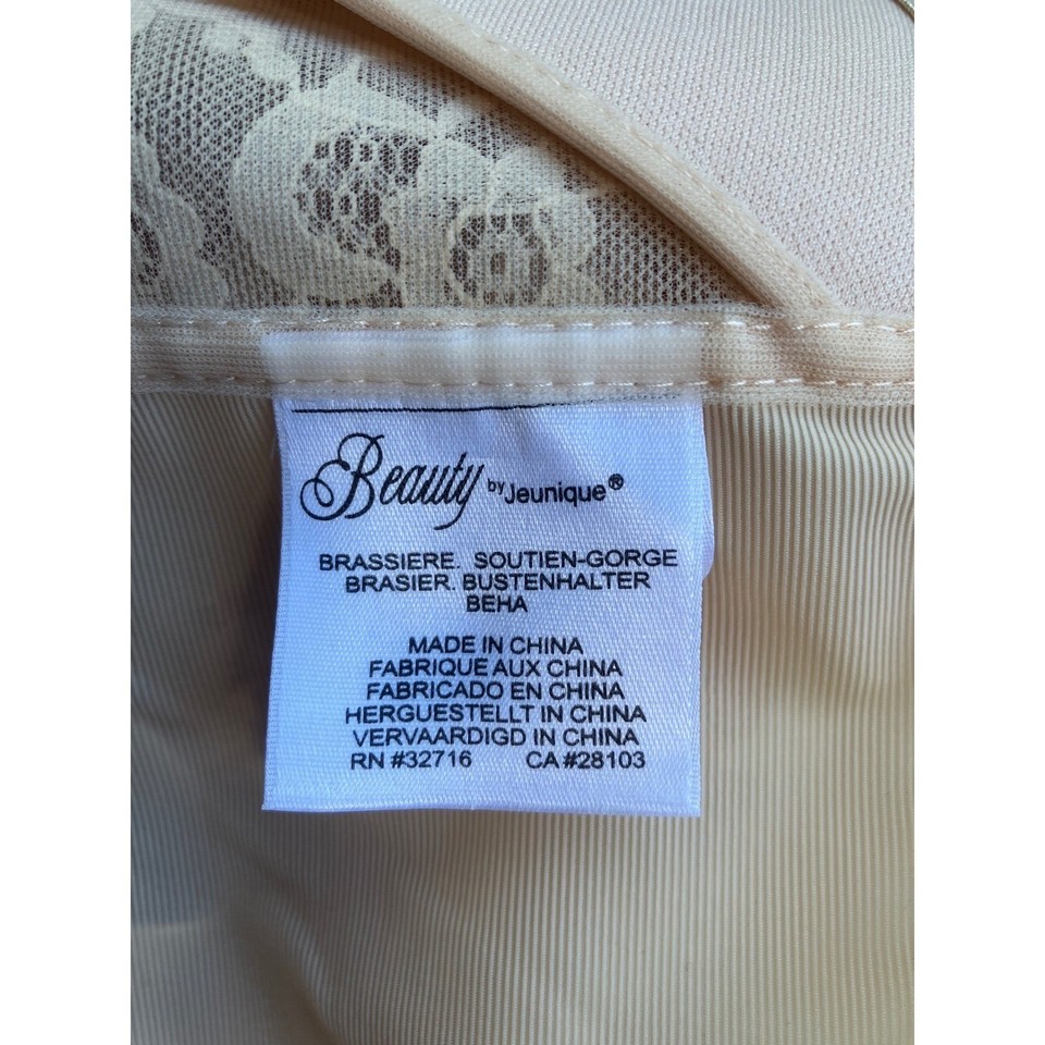 Beauty Jeunique Lace Bra Beige Floral Wireless Full Coverage Support ...