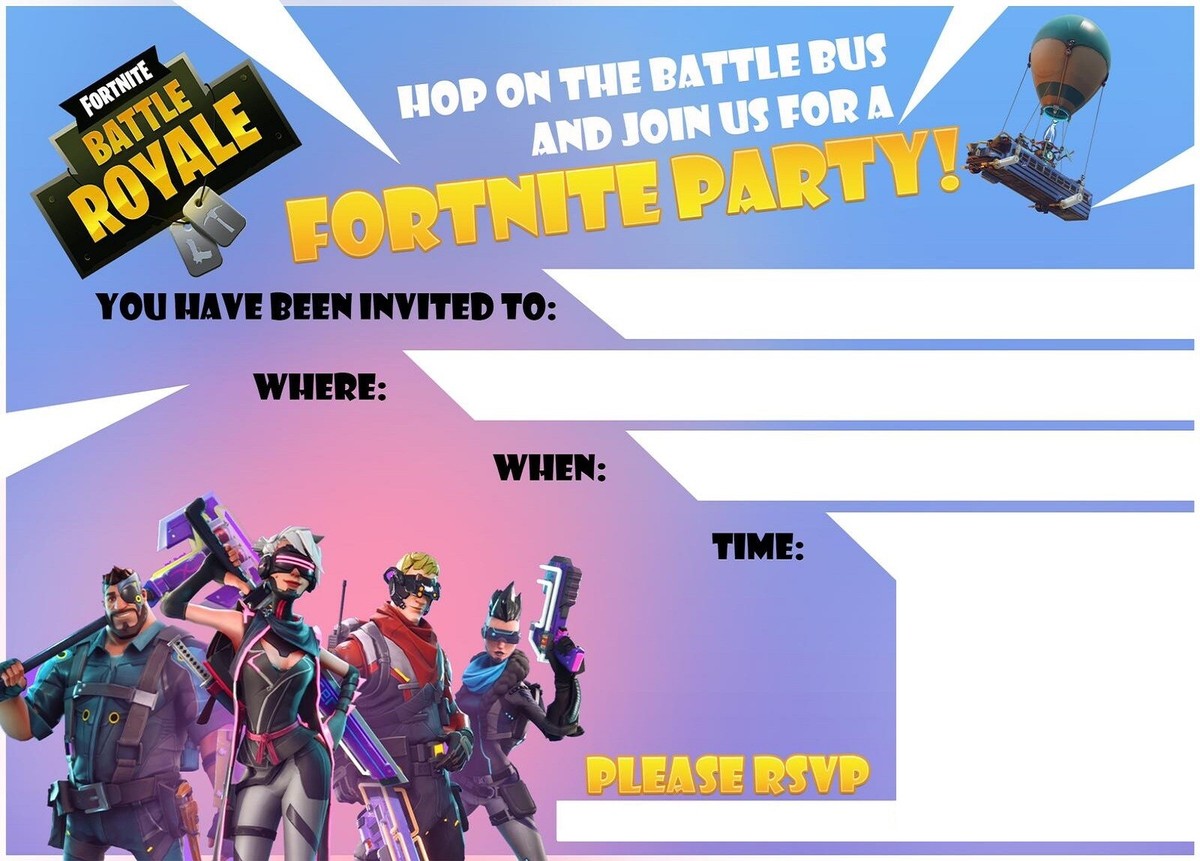 Fortnite Pool Party Invitation FREE Fortnite Invitation Template