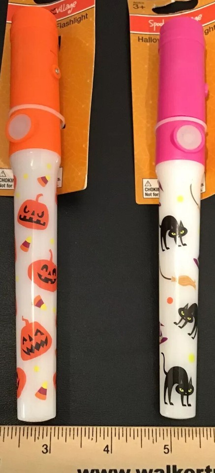 Orange Pumpkin ~OR~ Pink Cat Halloween Flashlight Red Safety Light up ...