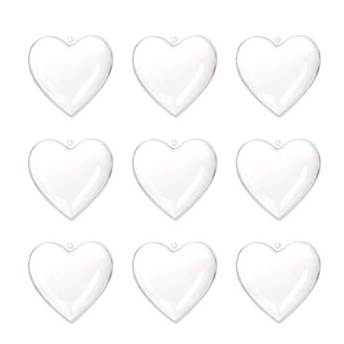 10pcs Clear Plastic Acrylic Fillable Hearts Shape Box DIY Craft Hanging ...