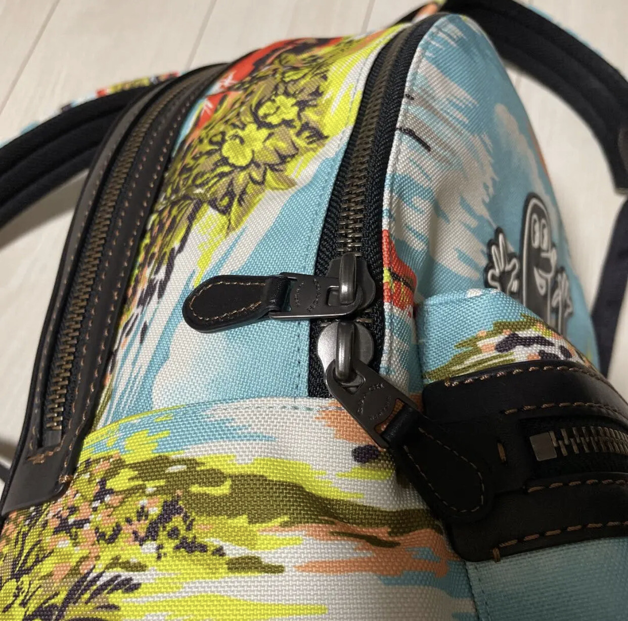 COACH Keith Haring collaboration backpack light blue … - Gem