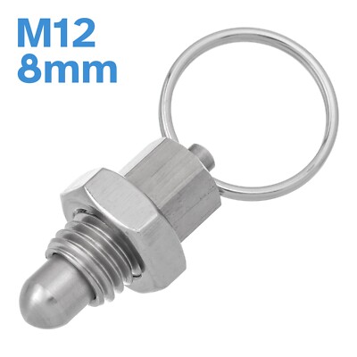 M12 x 8mm Retractable Indexing Spring Plunger Ball Head Stainless Steel ...