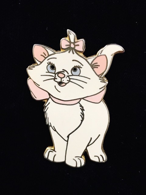 HTF Walt Disney WDW Aristocats White Kitten Standing Pink Bow Marie Pin ...