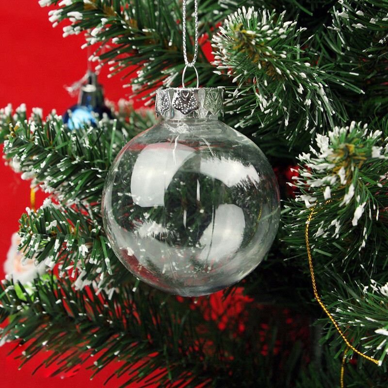 5-50PCS Clear Glass Baubles Sphere Ball Fillable Christmas Tree Hanging ...