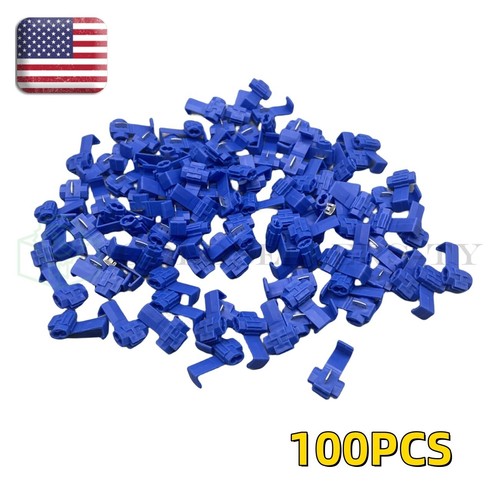 100 x Blue Electrical Cable Connectors Quick Splice Lock Wire Terminals ...