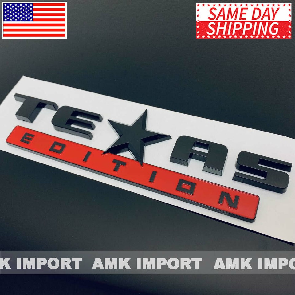 10" TEXAS Edition Logo Emblem Decal Sign Black Chrome Red Truck Boat ...