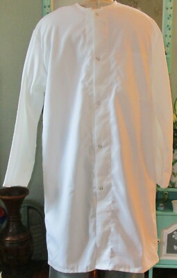 Jewel Neck Collarless L/S Lab Coat Snaps & Pocket 41" Length Sz 6X & 7X ...